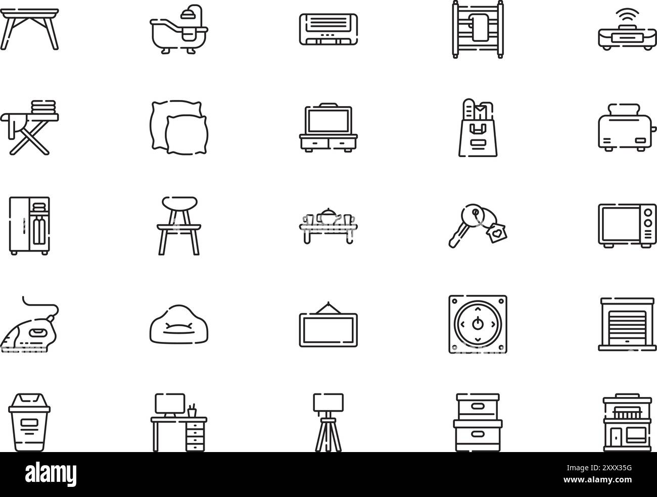 Home and living icons collection is a vector illustration with editable ...