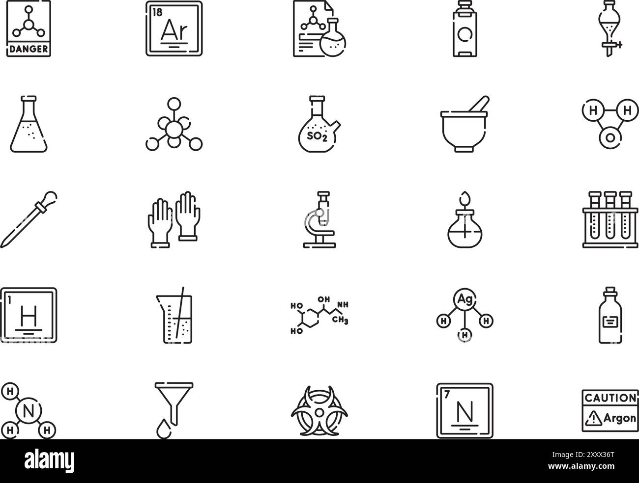 Chemistry laboratory icons collection is a vector illustration with editable stroke Stock Vector ...