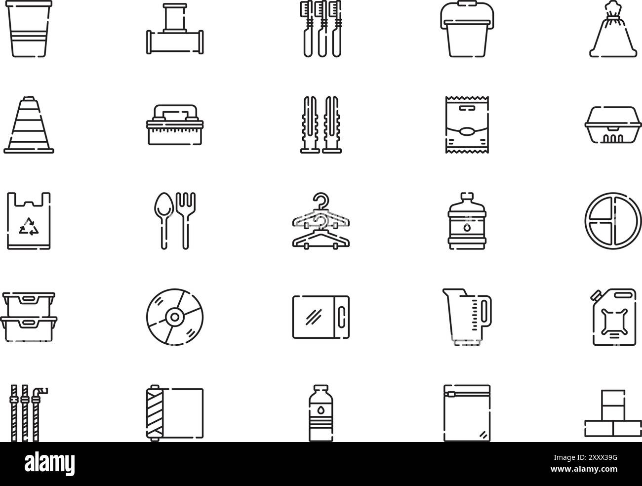 Plastic products icons collection is a vector illustration with ...