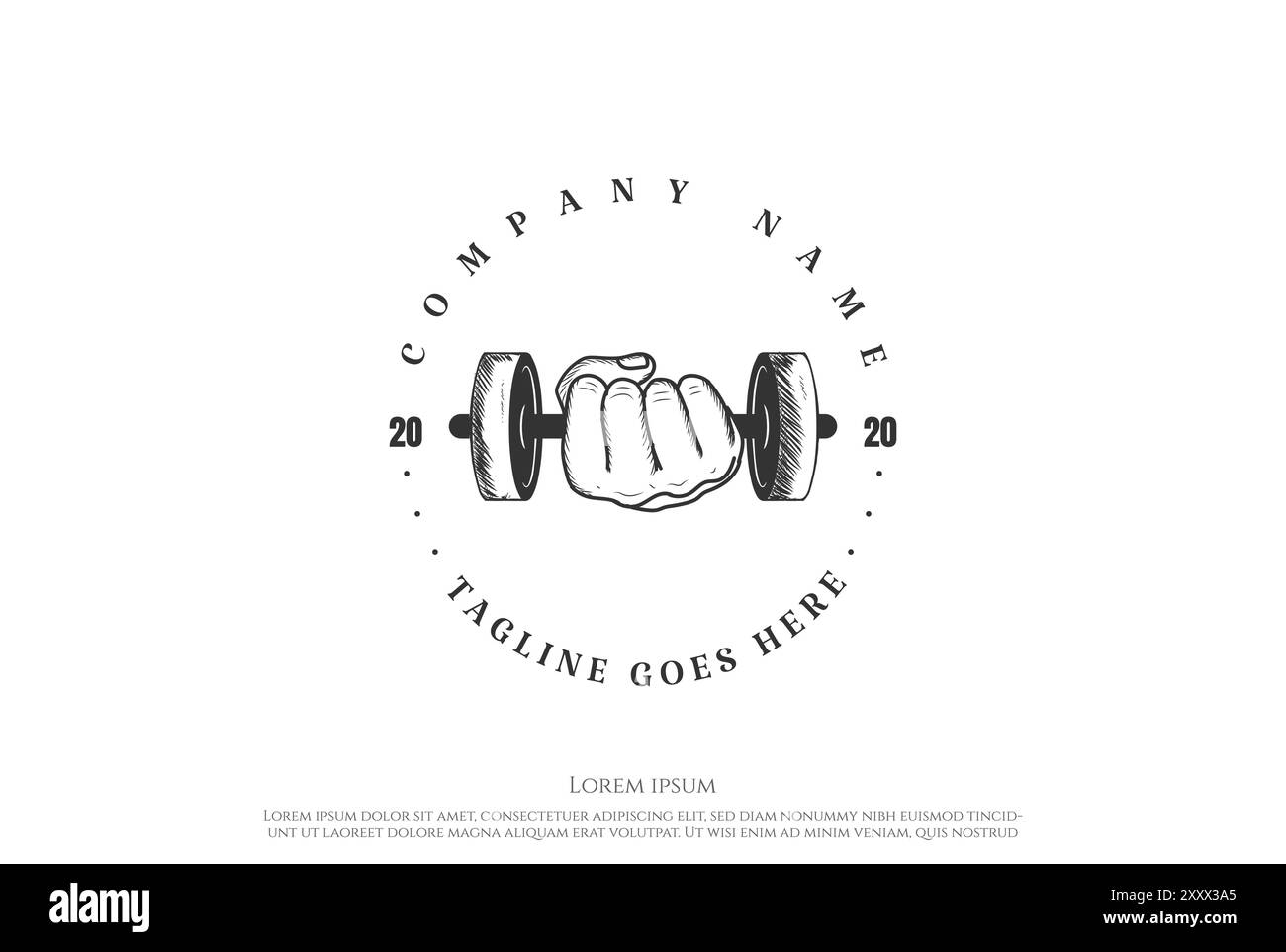 Vintage Hand Hold Dumbbell Barbell for Gym Fitness Sport Club Logo Design Vector Stock Vector ...