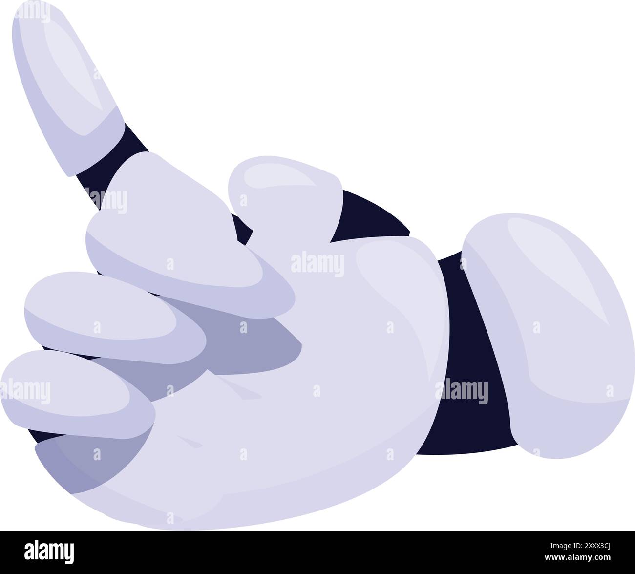 Robot hand pointing up with index finger isolated on white background ...