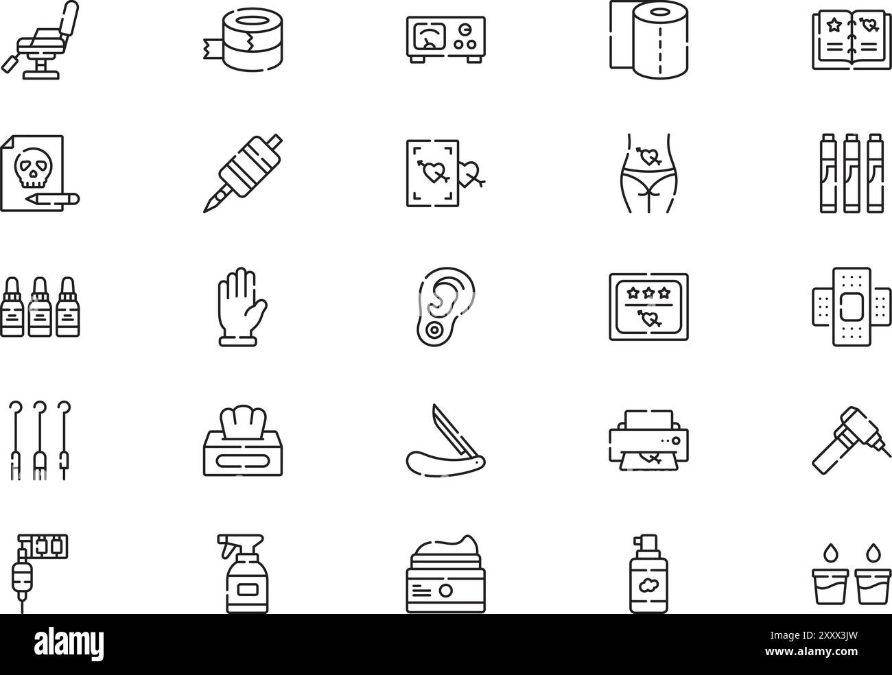 Tattoo studio icons collection is a vector illustration with editable ...