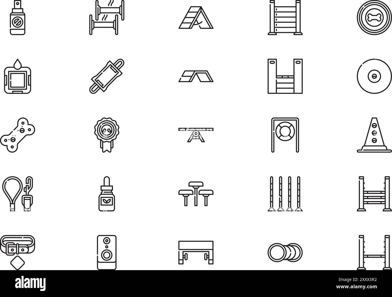 Dog training icons collection is a vector illustration with editable stroke Stock Vector Image ...