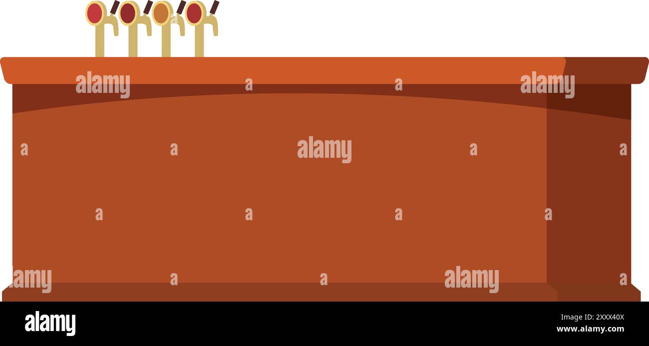Wooden bar counter with beer taps is standing in a pub Stock Vector ...