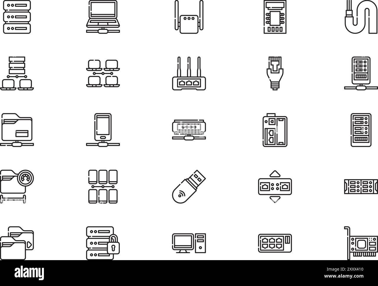 Networking Icons Collection Is A Vector Illustration With Editable Stroke Stock Vector Image