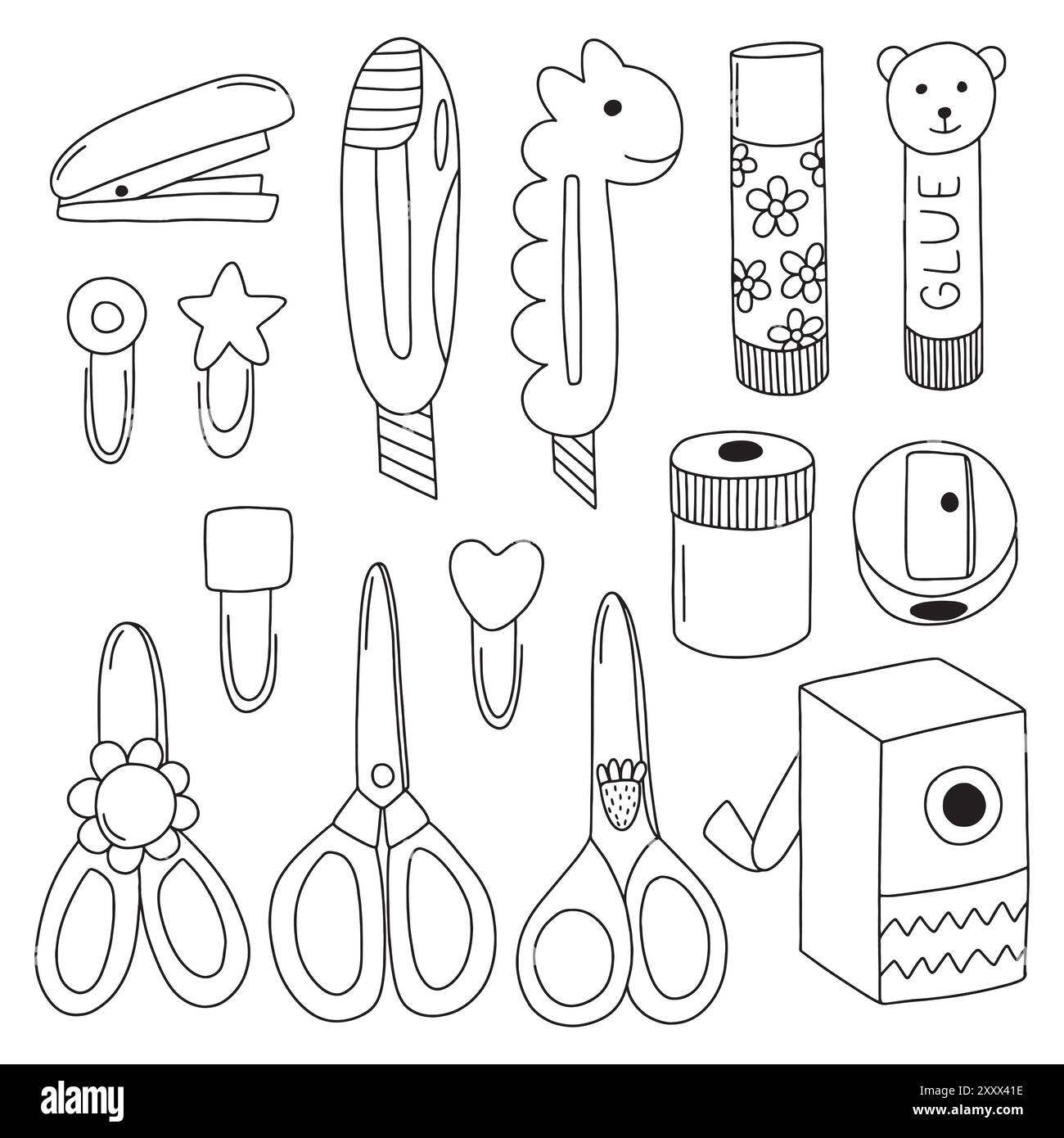 Doodle stationery vector set Stock Vector Image & Art - Alamy
