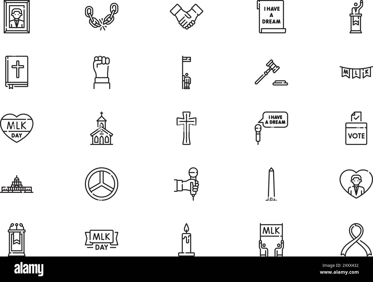 Martin luther king day icons collection is a vector illustration with ...