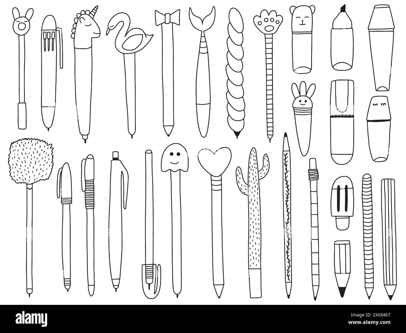 Pens and pencils vector doodle set Stock Vector Image & Art - Alamy