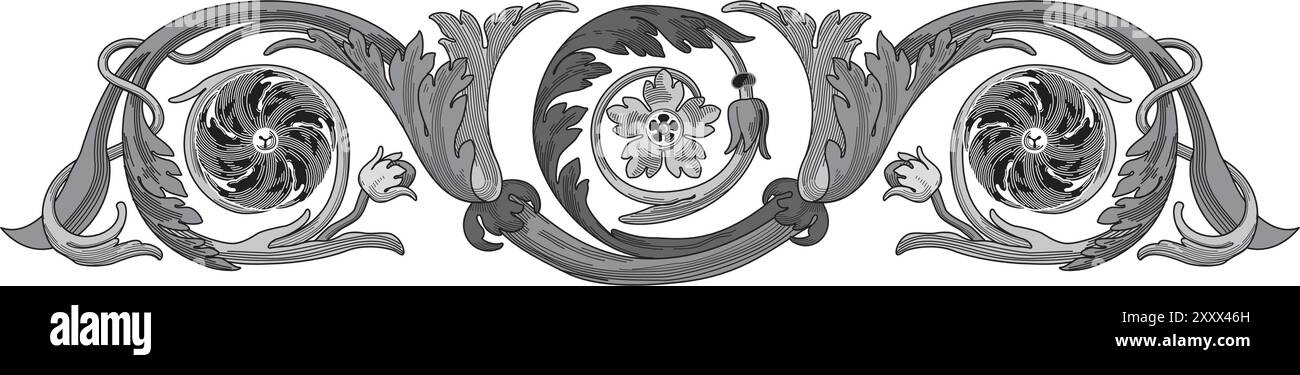 Retro chapter dividers swirl floral ornament bookmarks sketch set ...