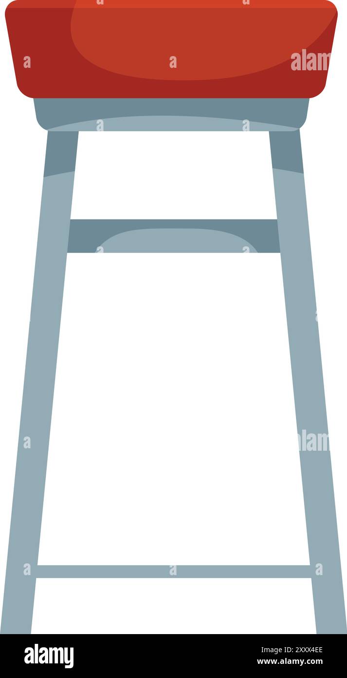 Simple illustration of a red padded stool standing on white background ...