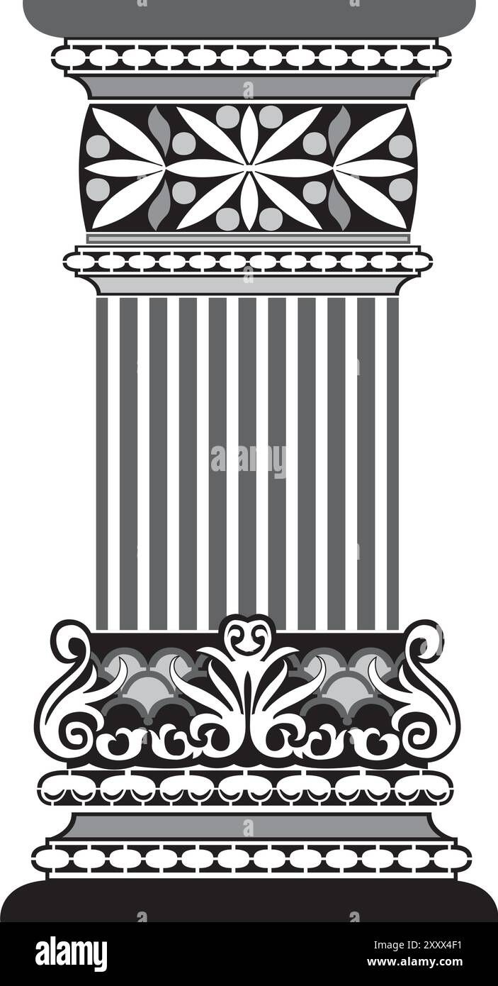 Antique white column realistic composition with isolated front view of ...