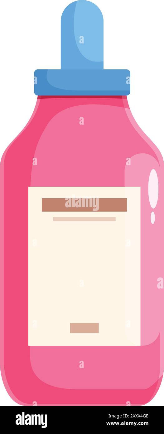 Pink dropper bottle containing cosmetic product for skincare routine ...