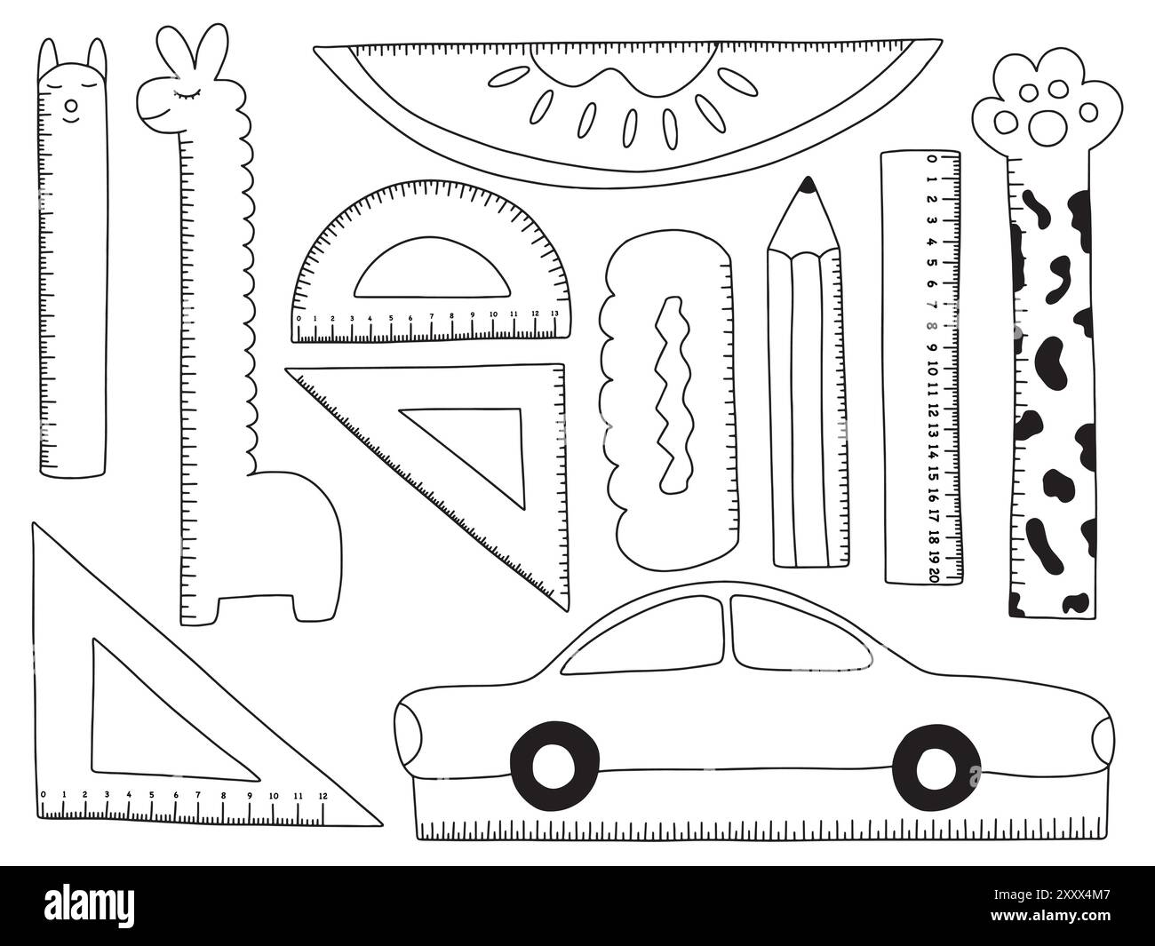 Set cute kawaii stationery Cut Out Stock Images & Pictures - Alamy