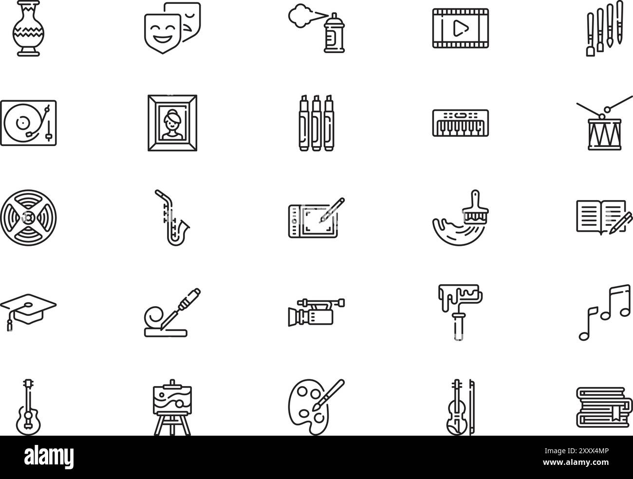 Fine arts icons collection is a vector illustration with editable ...