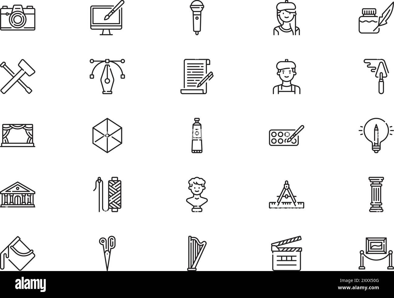 Fine arts icons collection is a vector illustration with editable ...