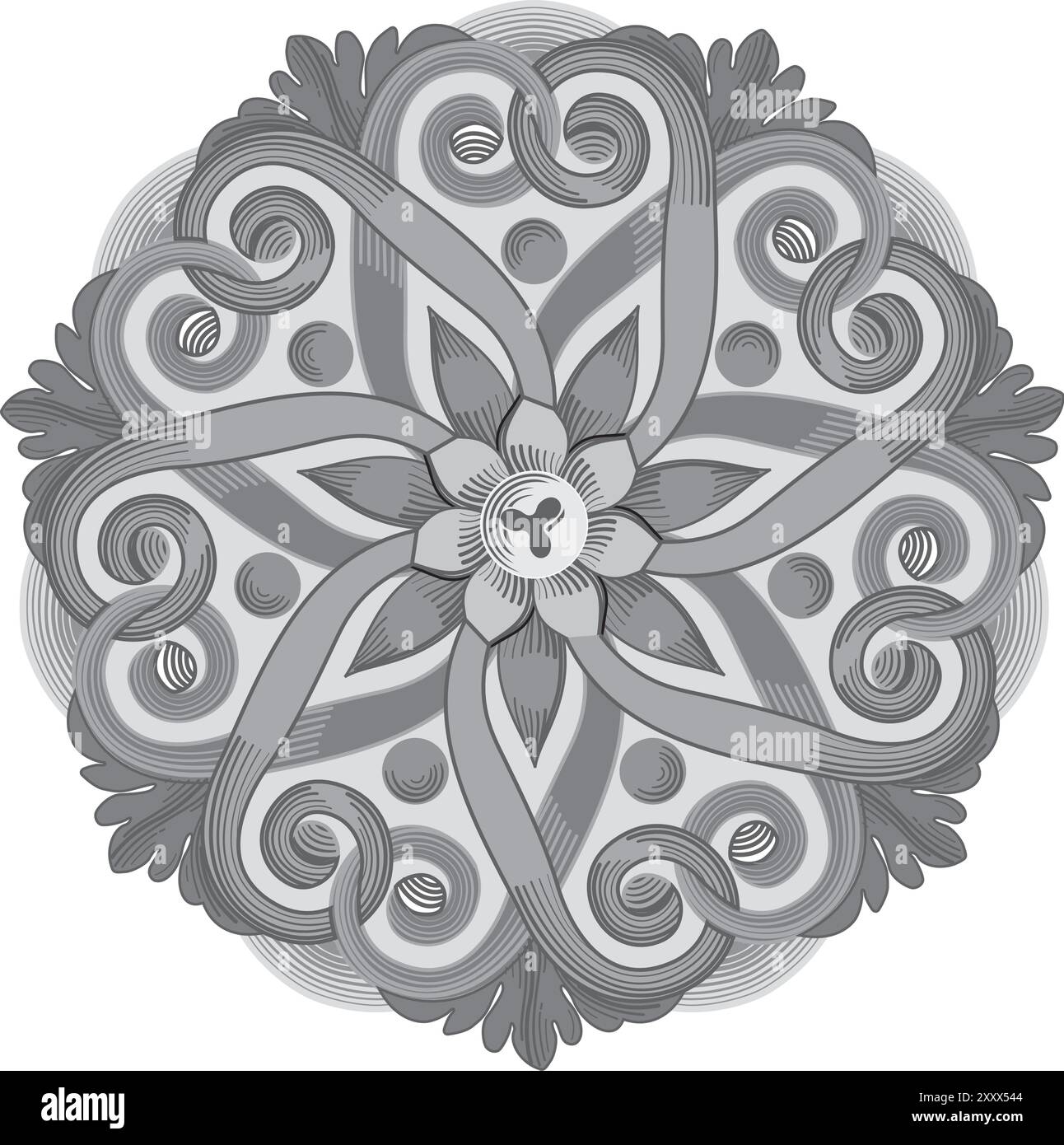 Ornamental round pattern isolated on white background vector ...