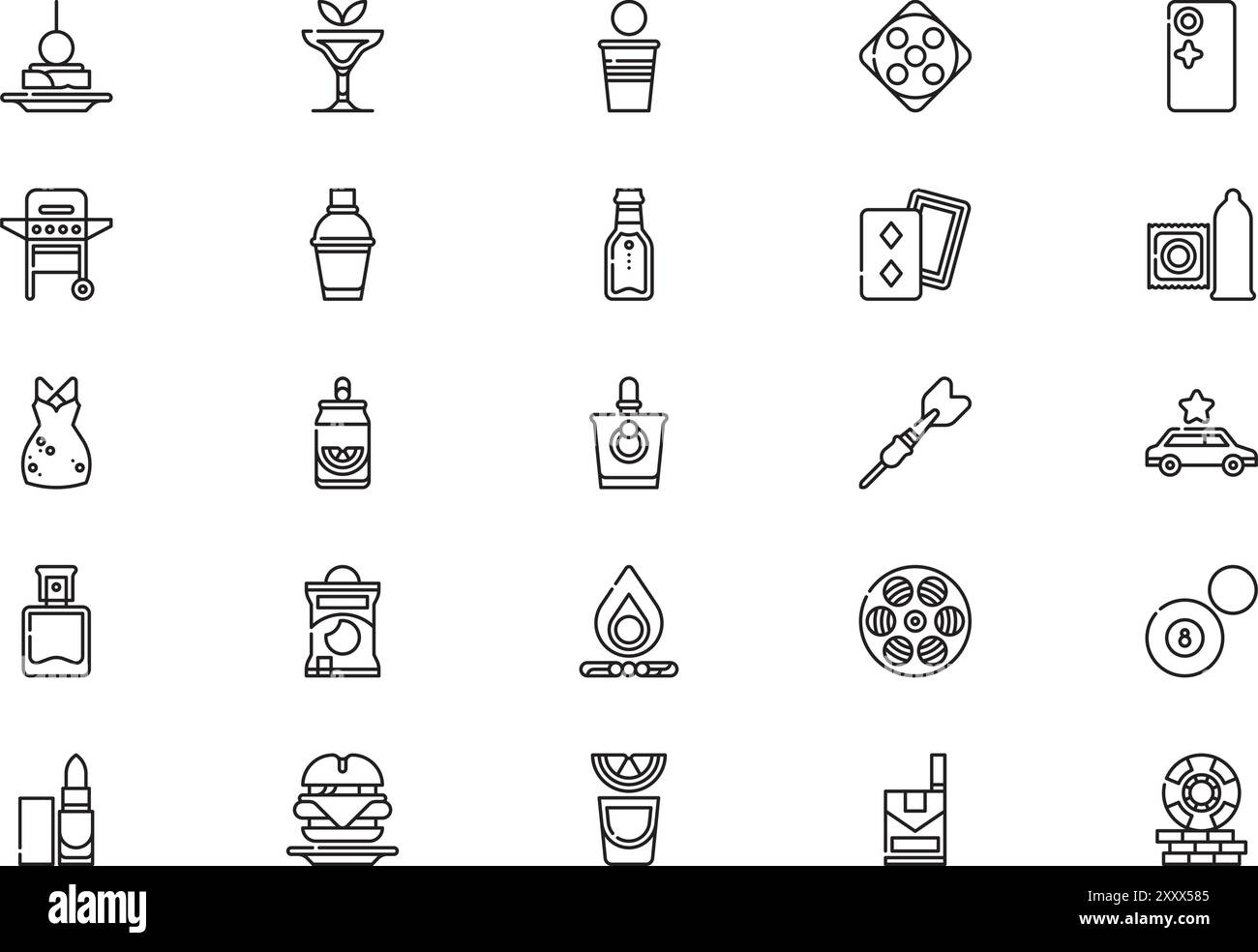 Night party icons collection is a vector illustration with editable stroke Stock Vector Image ...
