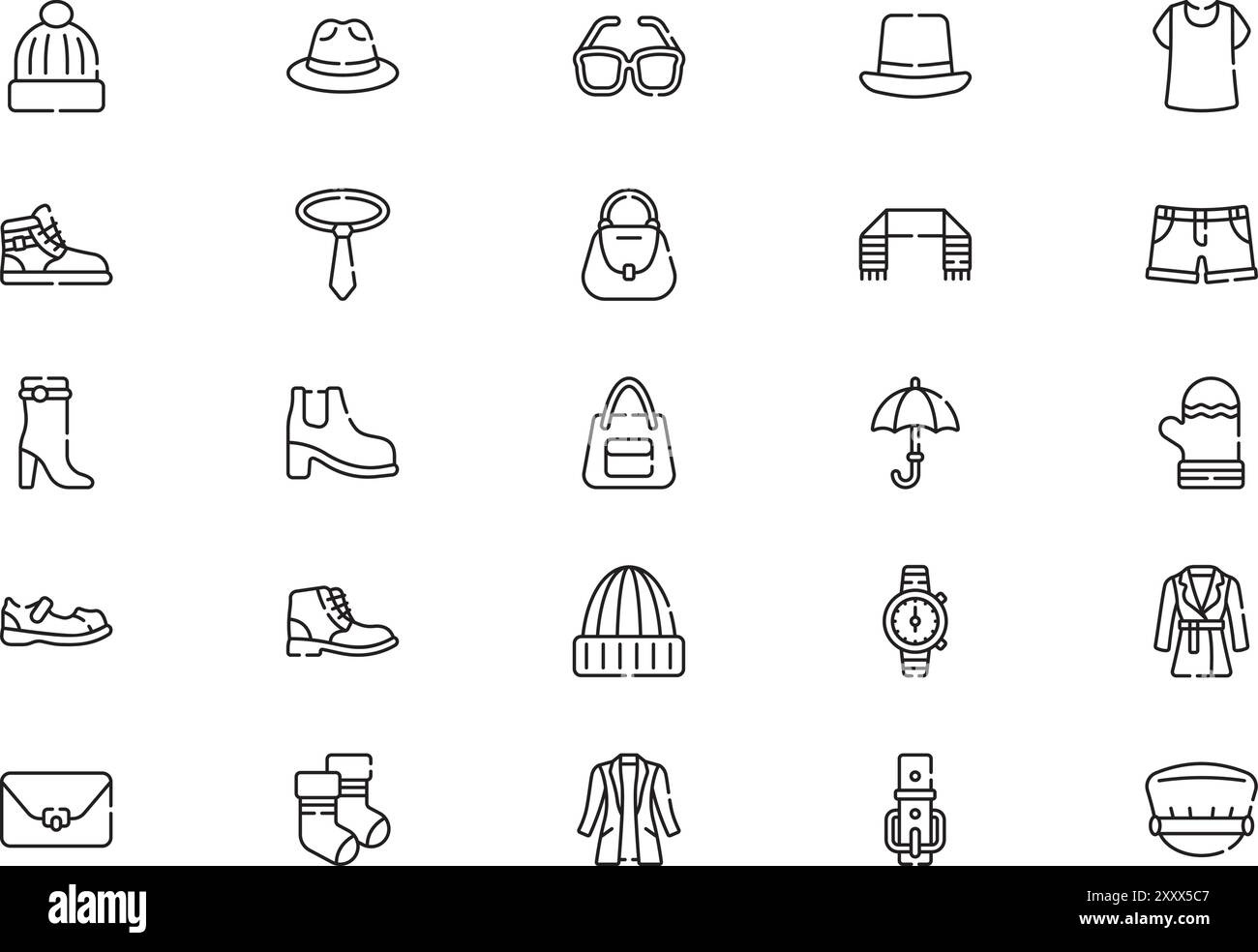 Autumn clothes and accesories icons collection is a vector illustration ...