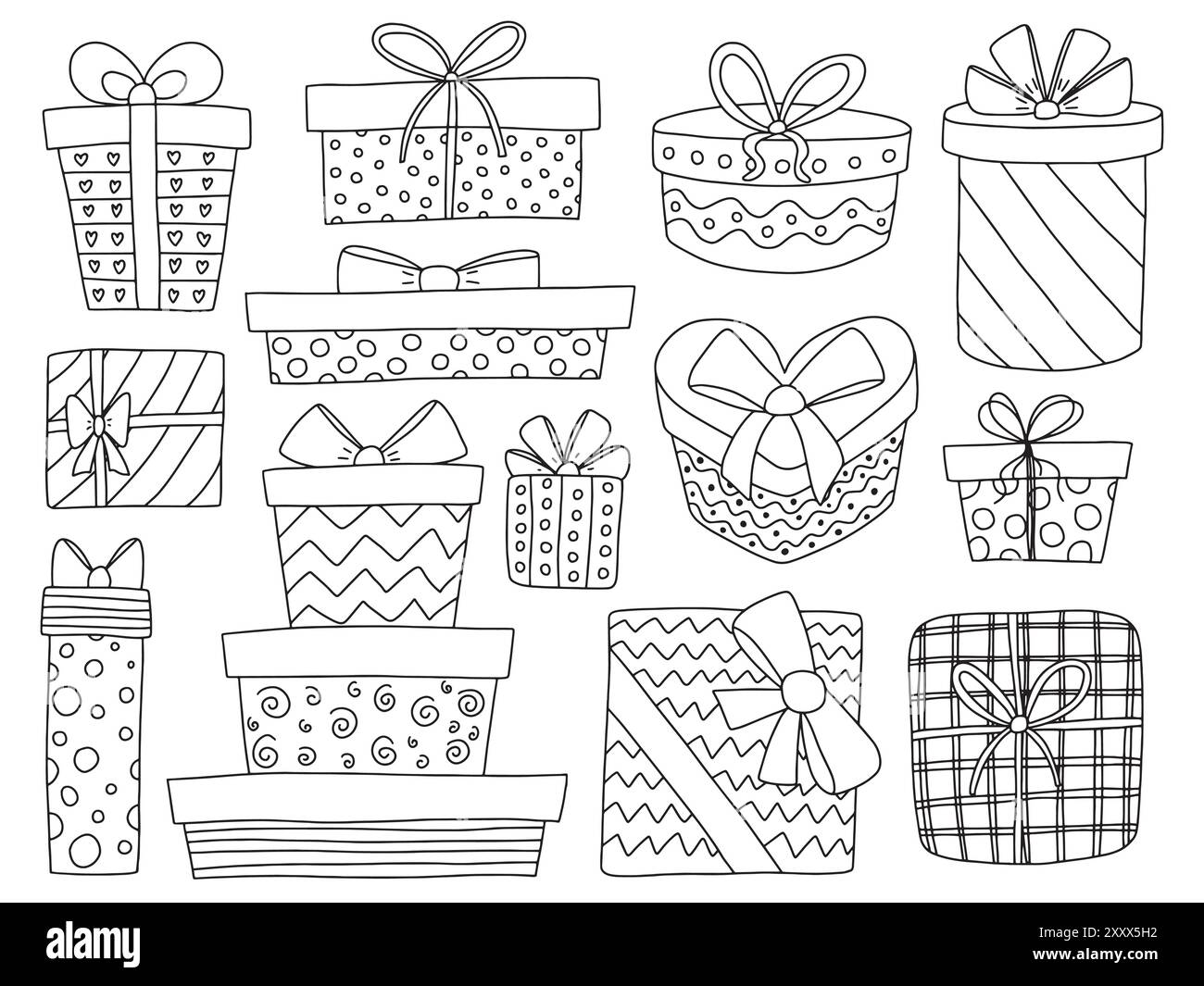 Hand drawn gift boxes vector set Stock Vector Image & Art - Alamy