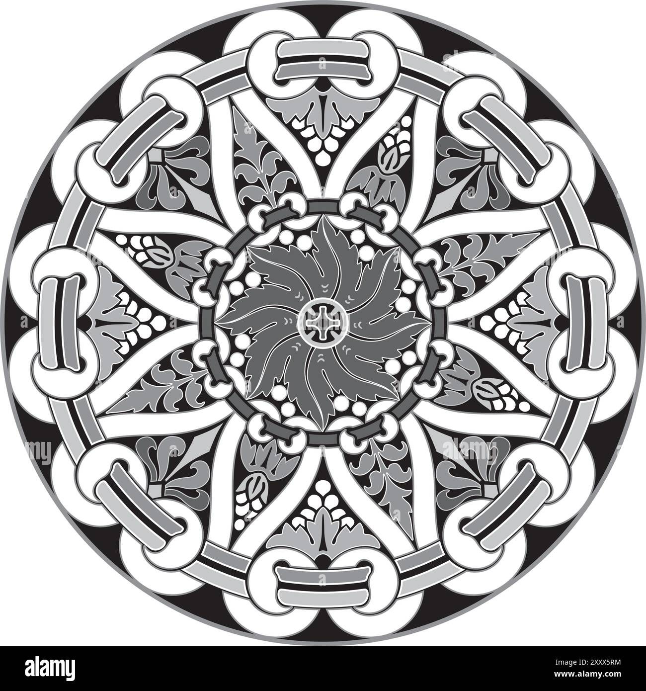 Ornamental round pattern isolated on white background vector ...