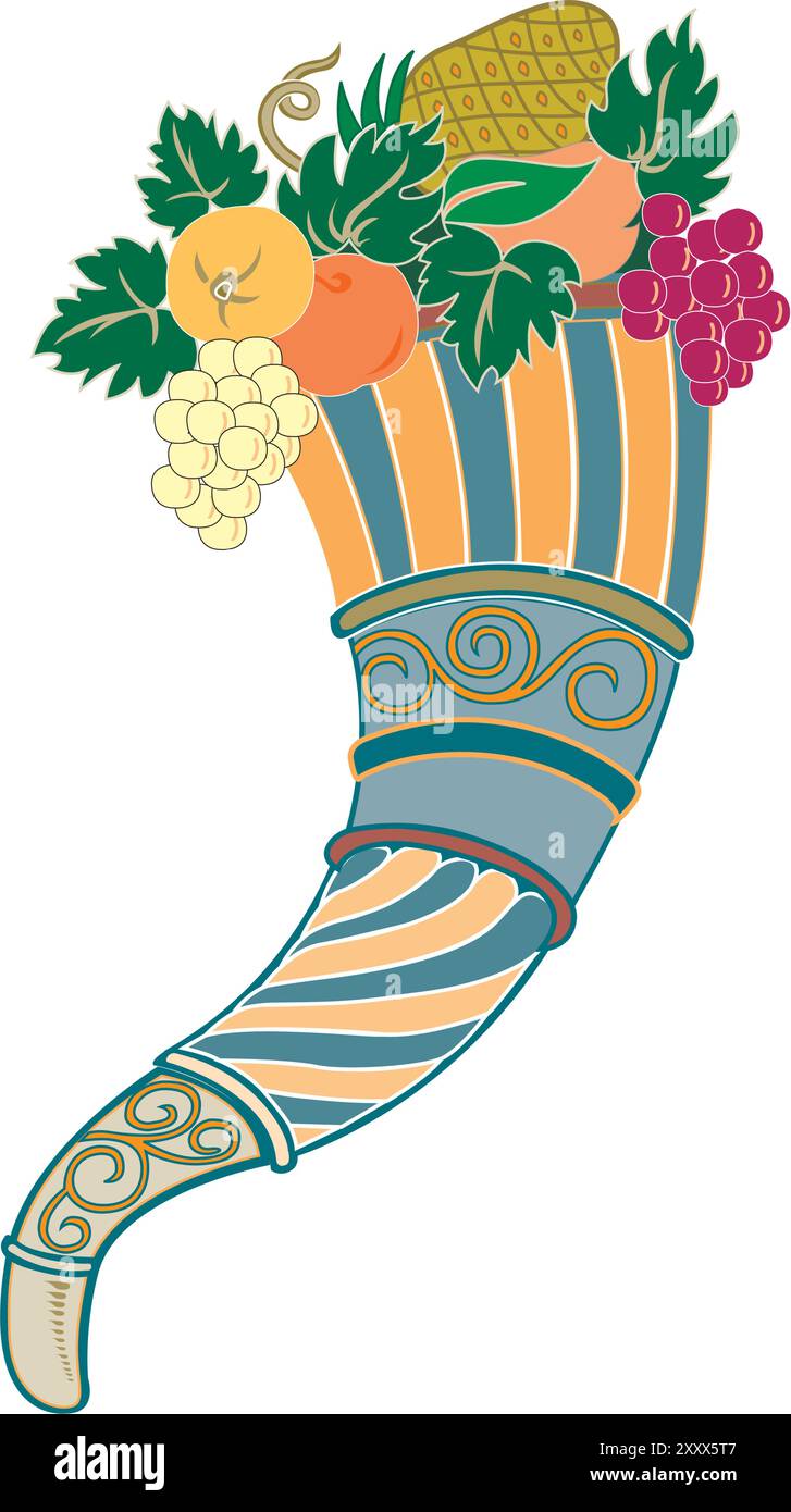 Thanksgiving or golden horn of plenty design concept with cornucopia ...