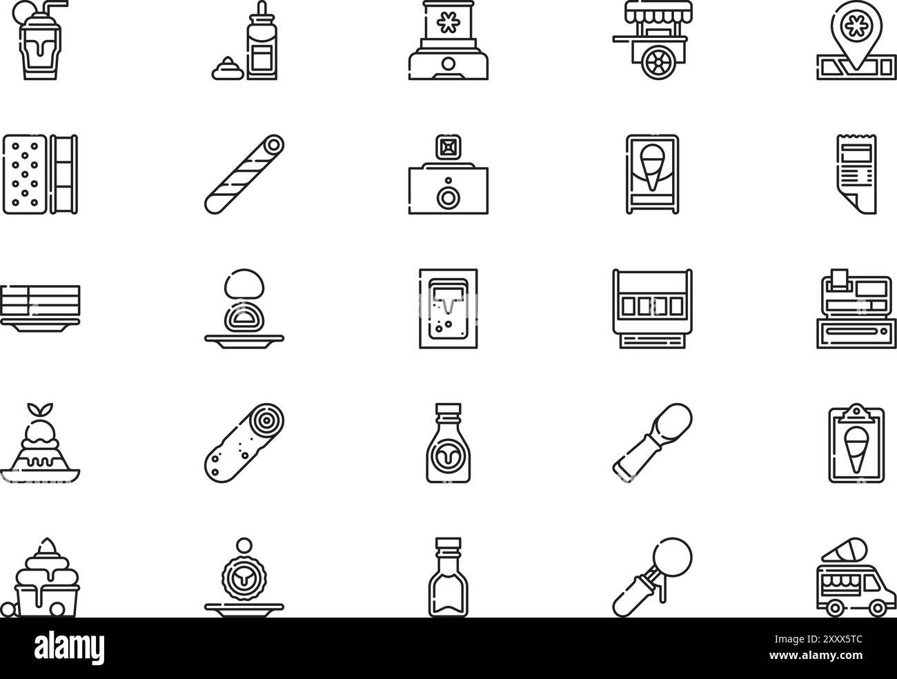 Ice cream shop icons collection is a vector illustration with editable stroke Stock Vector Image ...