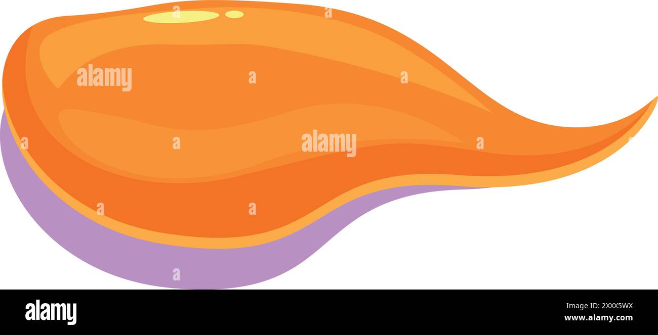 Cartoon style illustration of orange slime splashing with a single drop ...