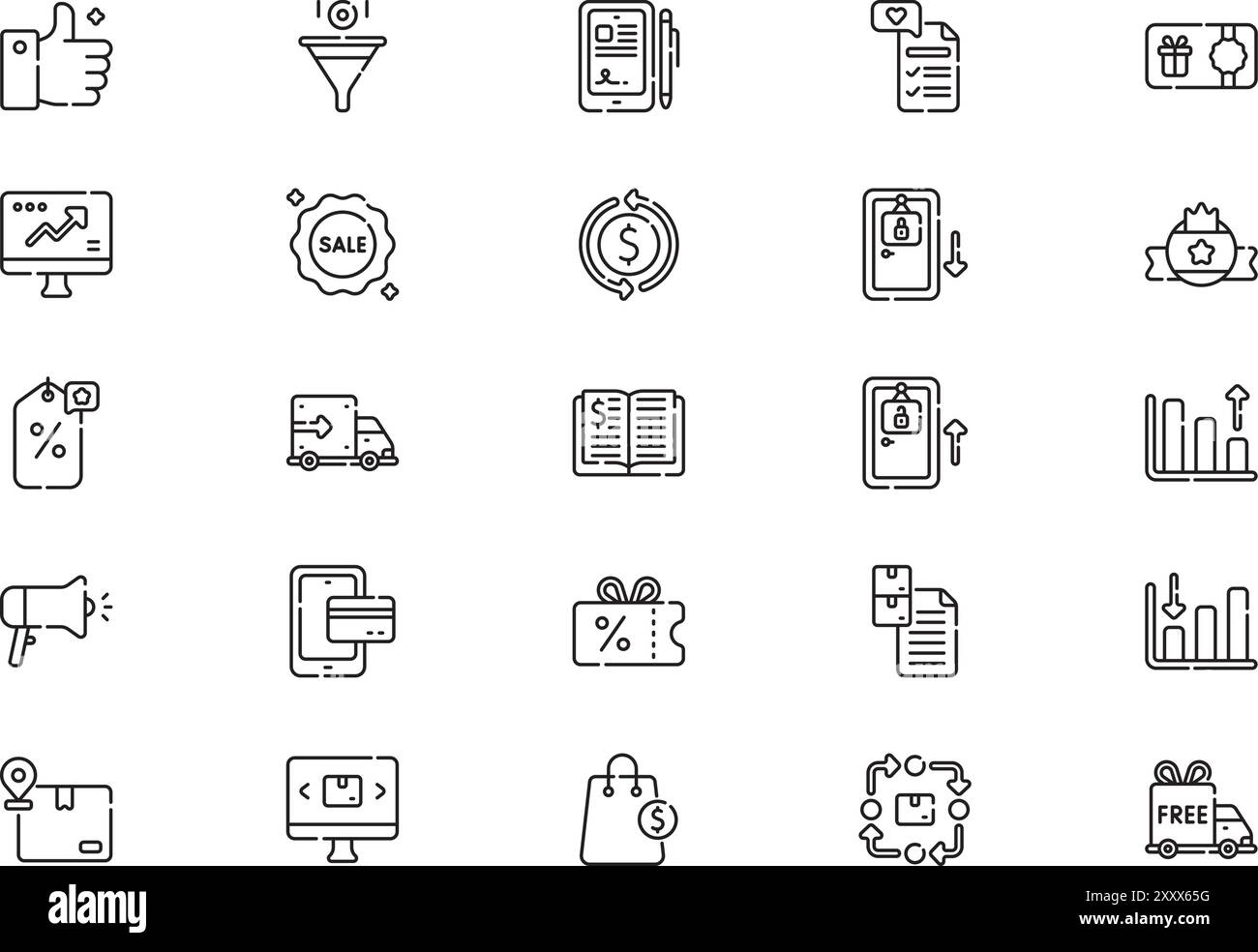 Sales icons collection is a vector illustration with editable stroke ...