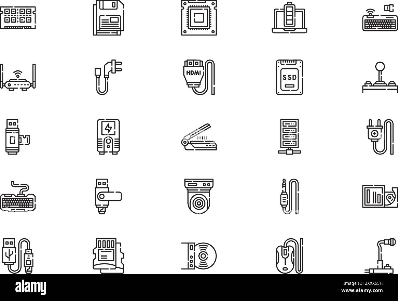 Hardware icons collection is a vector illustration with editable stroke ...
