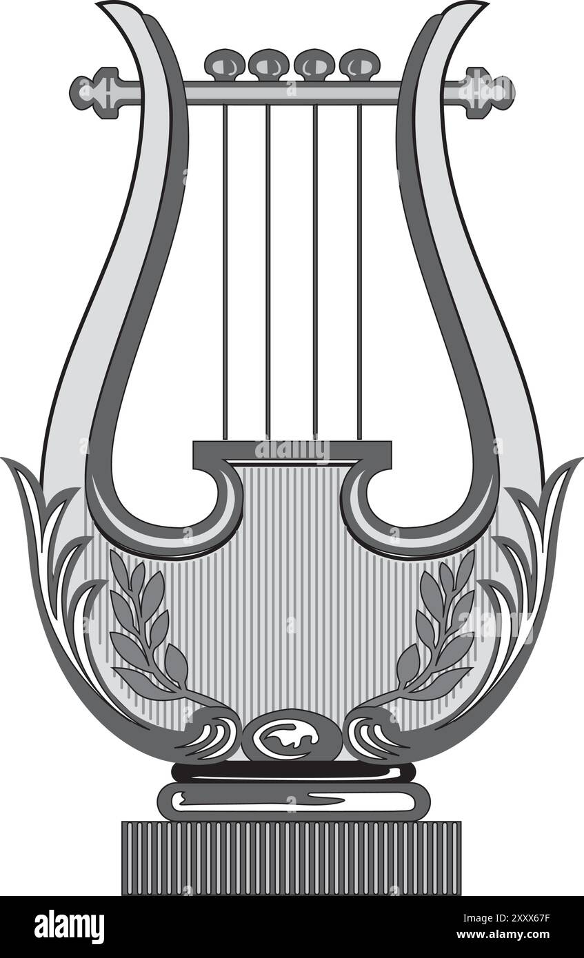 Greek lyre musical instrument isolated on white background Vector Stock ...