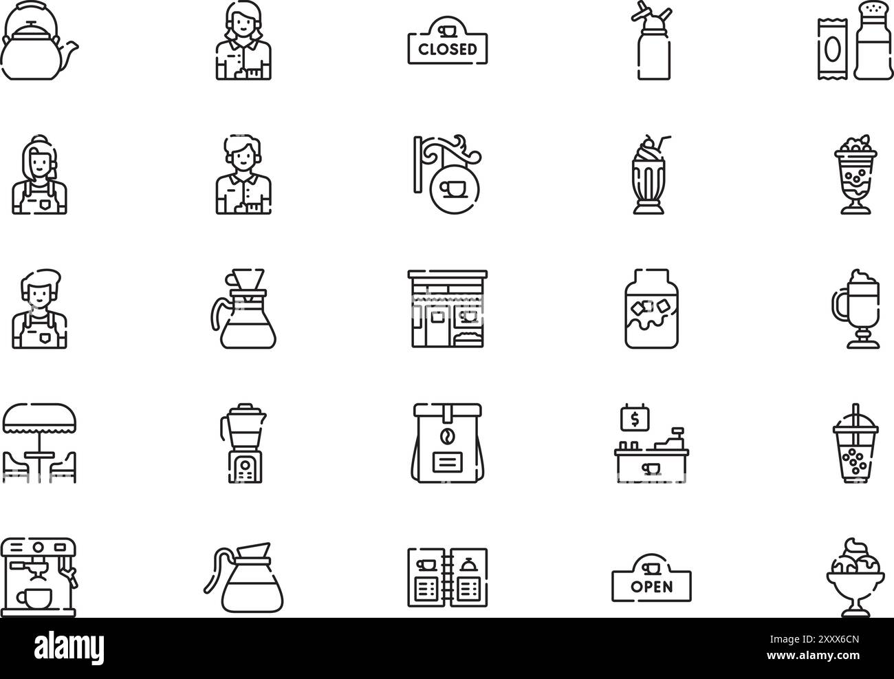 Cafe icons collection is a vector illustration with editable stroke ...