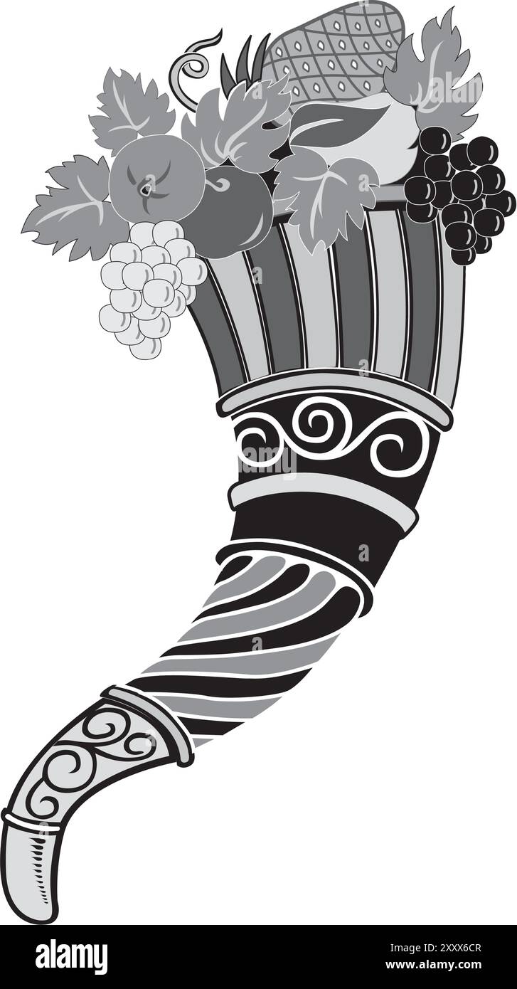 Thanksgiving or golden horn of plenty design concept with cornucopia ...