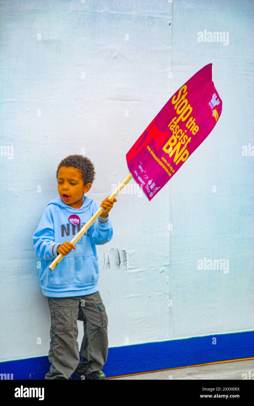 Black kid with anti fascist sign in London, UK Stock Photo - Alamy