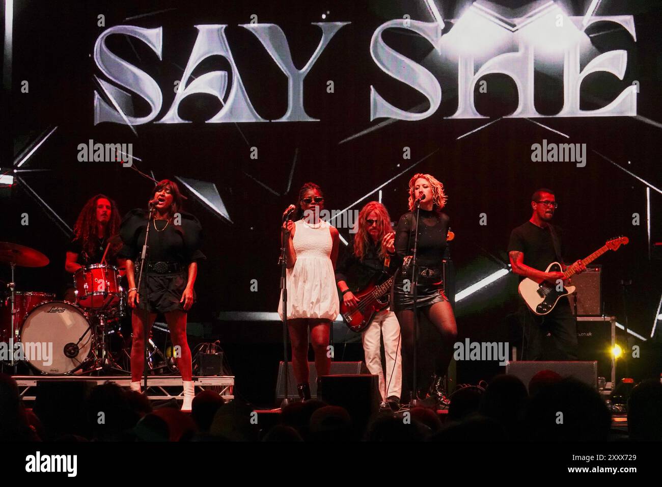 Female American soul band Say She She performing in London at the All Points East 2024 festival ...
