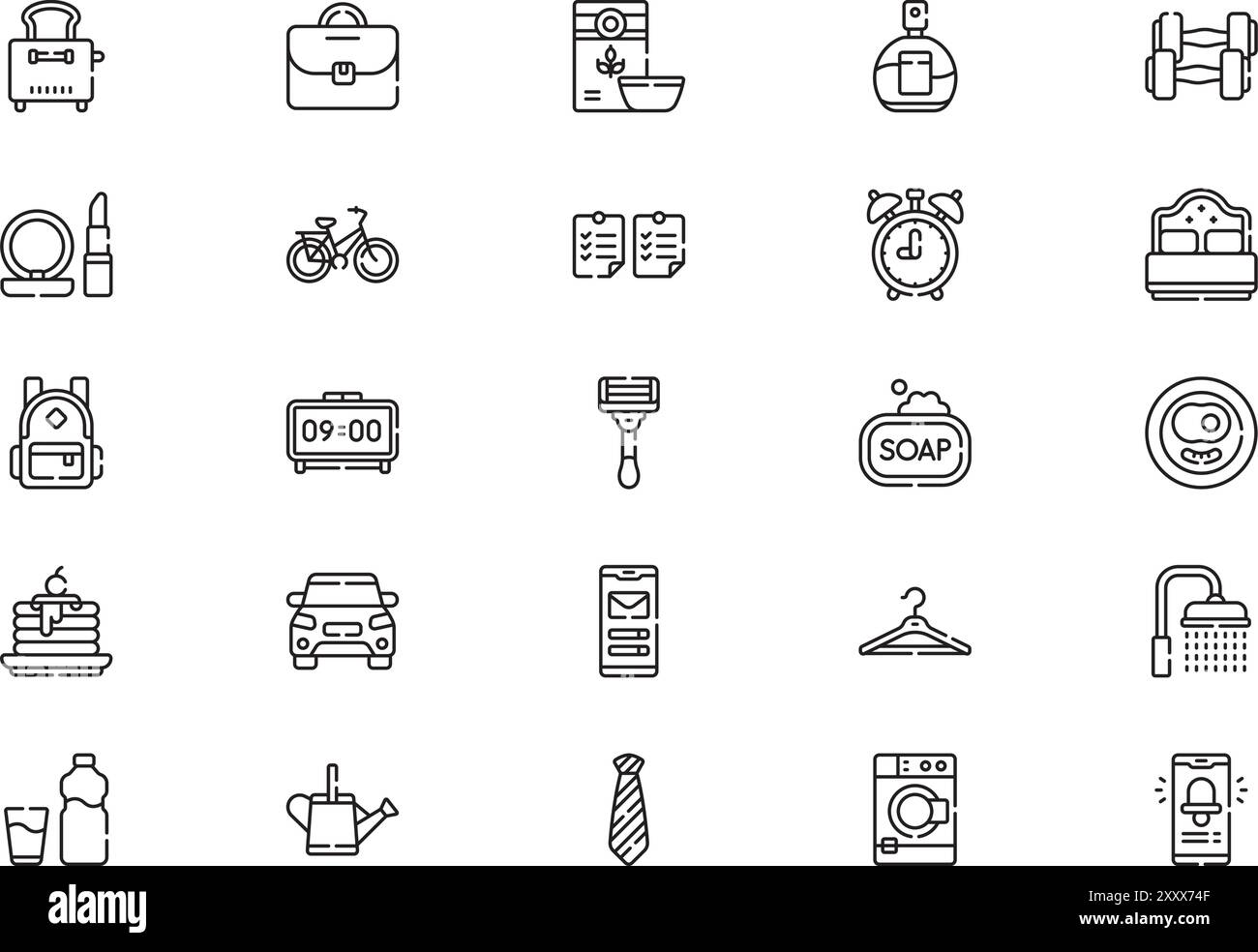 Morning routine icons collection is a vector illustration with editable ...