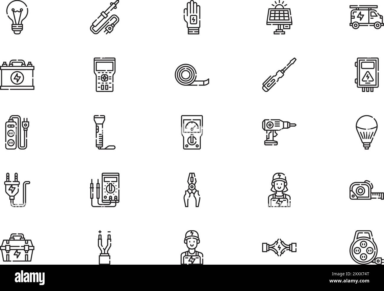 Electrician icons collection is a vector illustration with editable ...