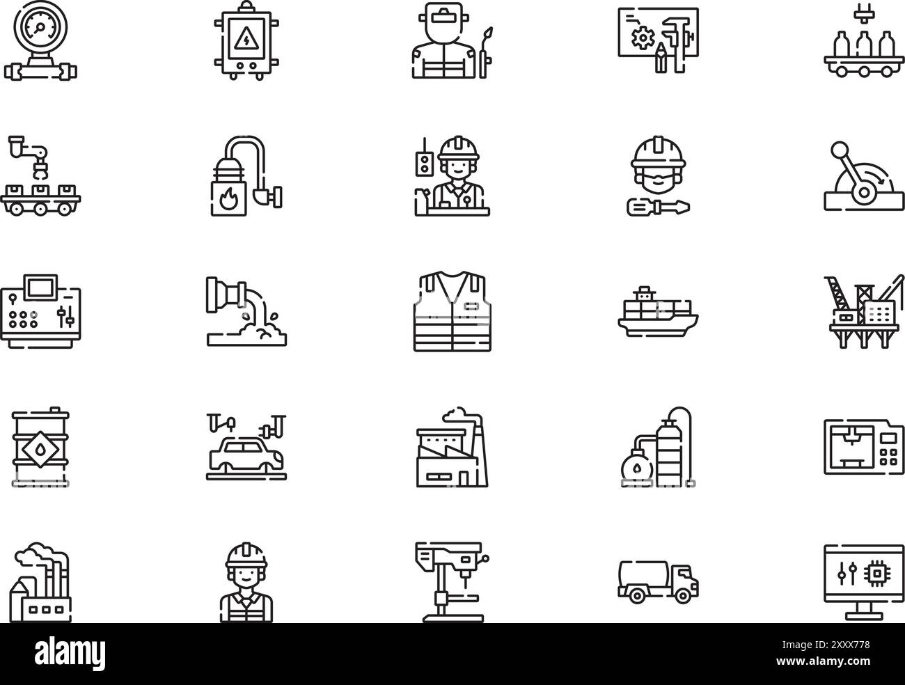 Industry icons collection is a vector illustration with editable stroke ...