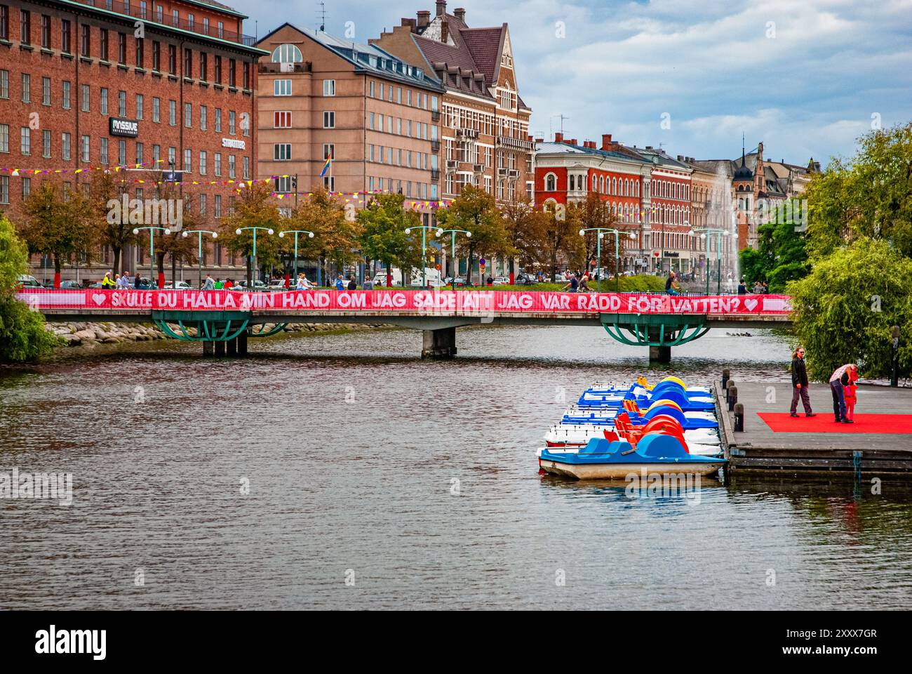 Malmo canal during an outdoor festival, Sweden Stock Photo - Alamy