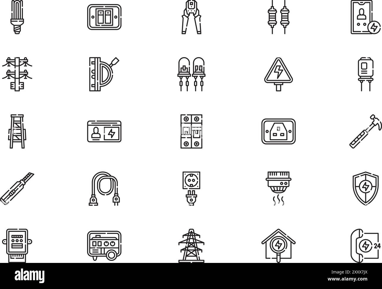 Electrician icons collection is a vector illustration with editable ...