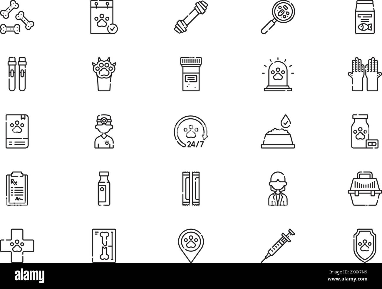 Veterinary icons collection is a vector illustration with editable ...