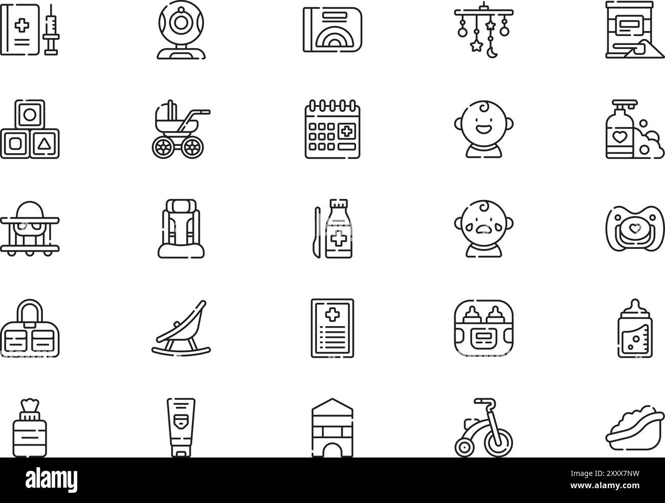 Baby icons collection is a vector illustration with editable stroke ...