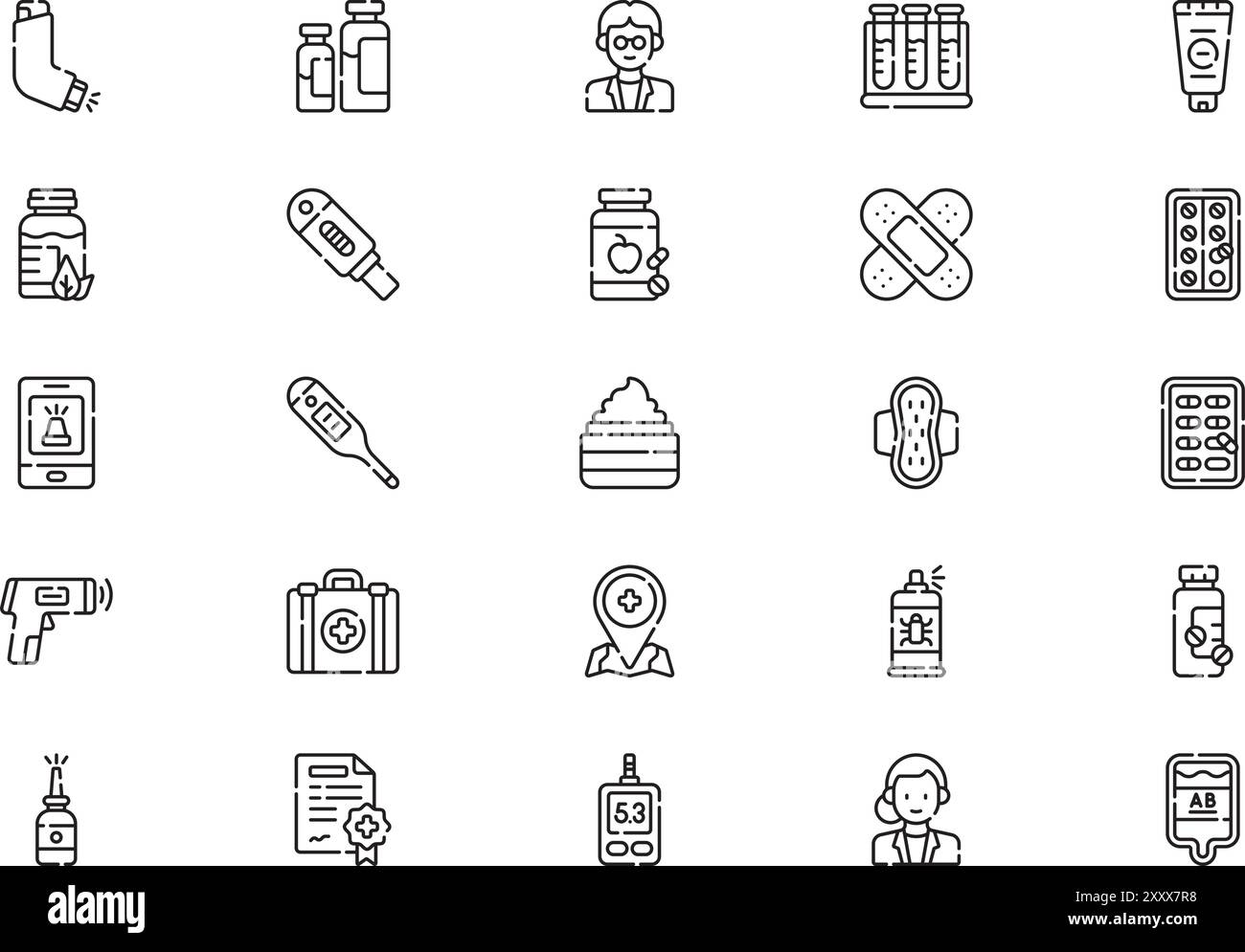 Pharmacy icons collection is a vector illustration with editable stroke ...