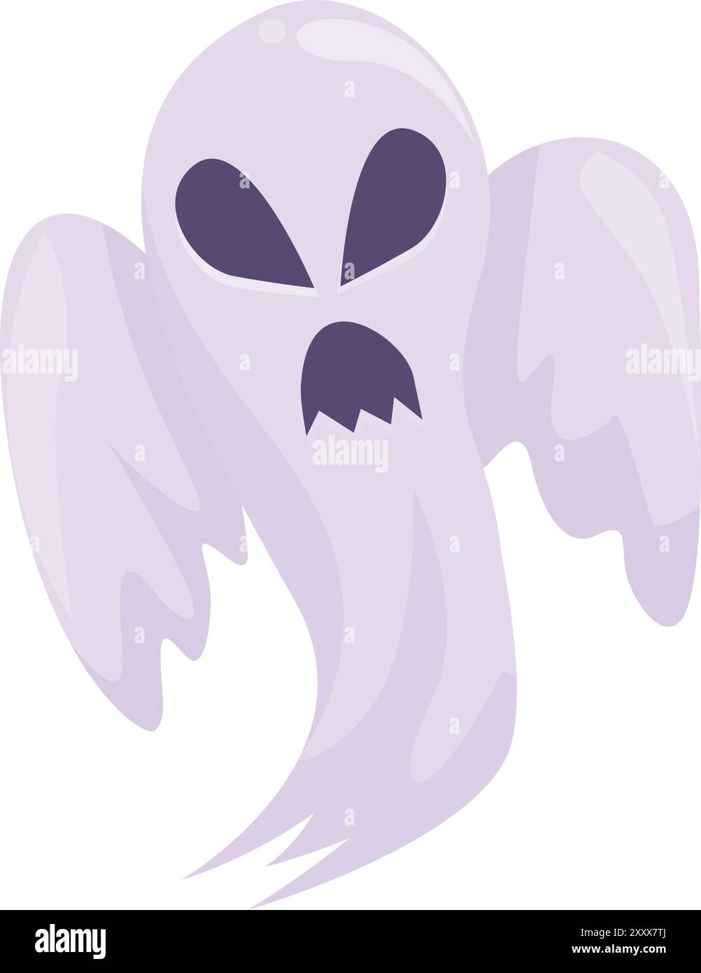 Spooky ghost is floating with an angry expression on its face Stock ...