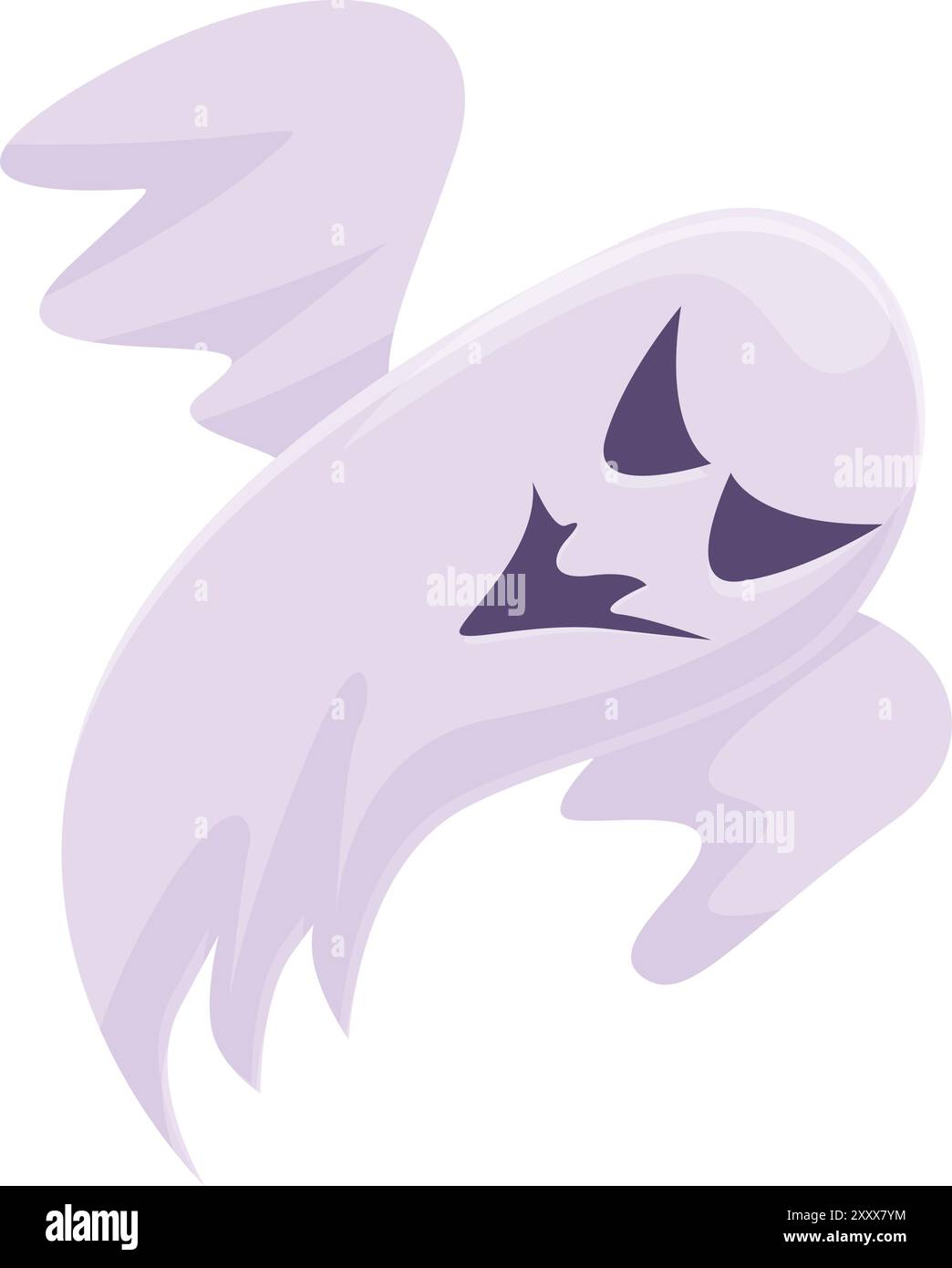 Scary cartoon ghost is flying with an angry expression on its face ...