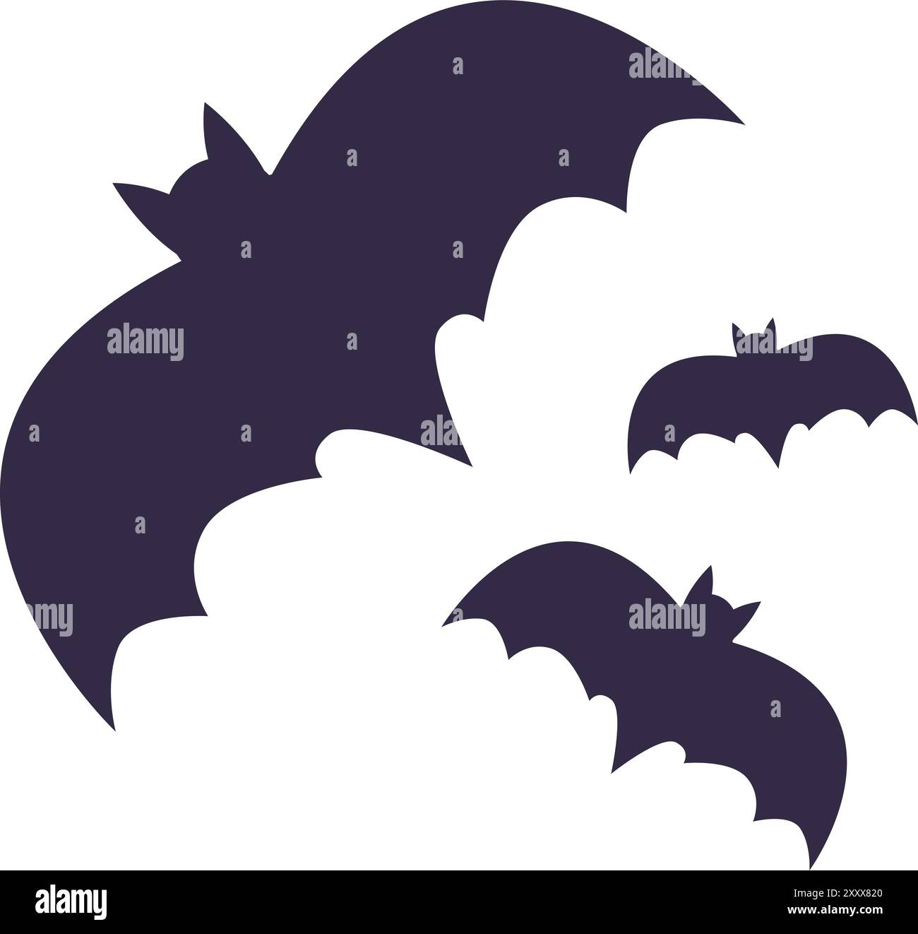 Three bats flying silhouette halloween illustration Stock Vector Image ...
