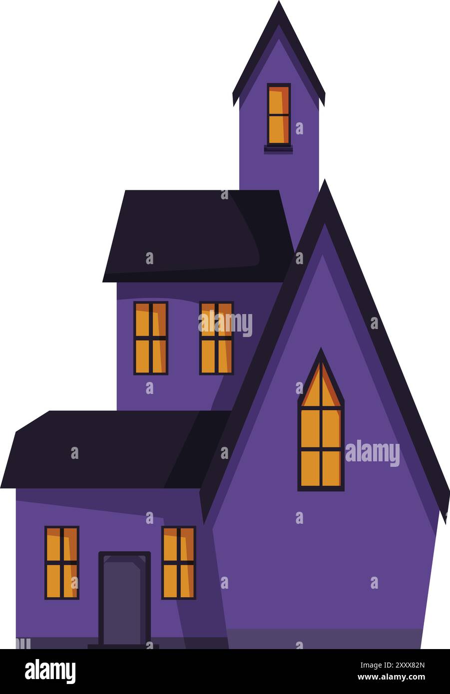 Spooky haunted house with glowing windows is perfect for a halloween ...