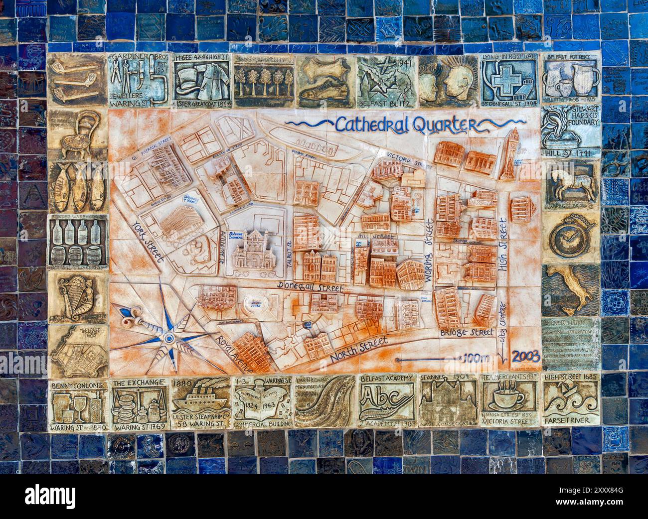 Northern Ireland Belfast Cathedral Quarter cerramic map Stock Photo - Alamy