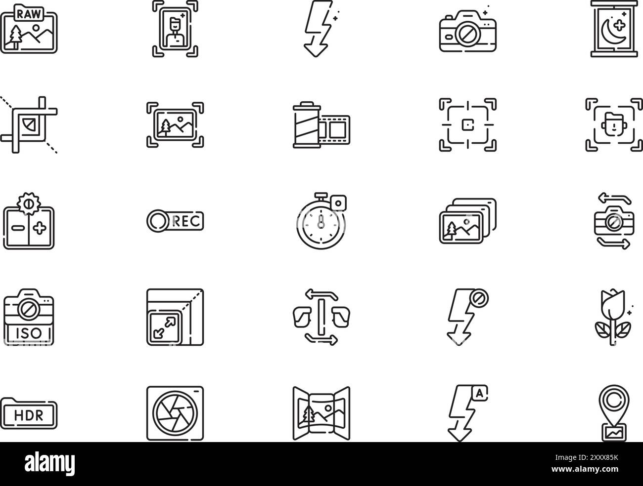 Camera interface icons collection is a vector illustration with editable stroke Stock Vector ...