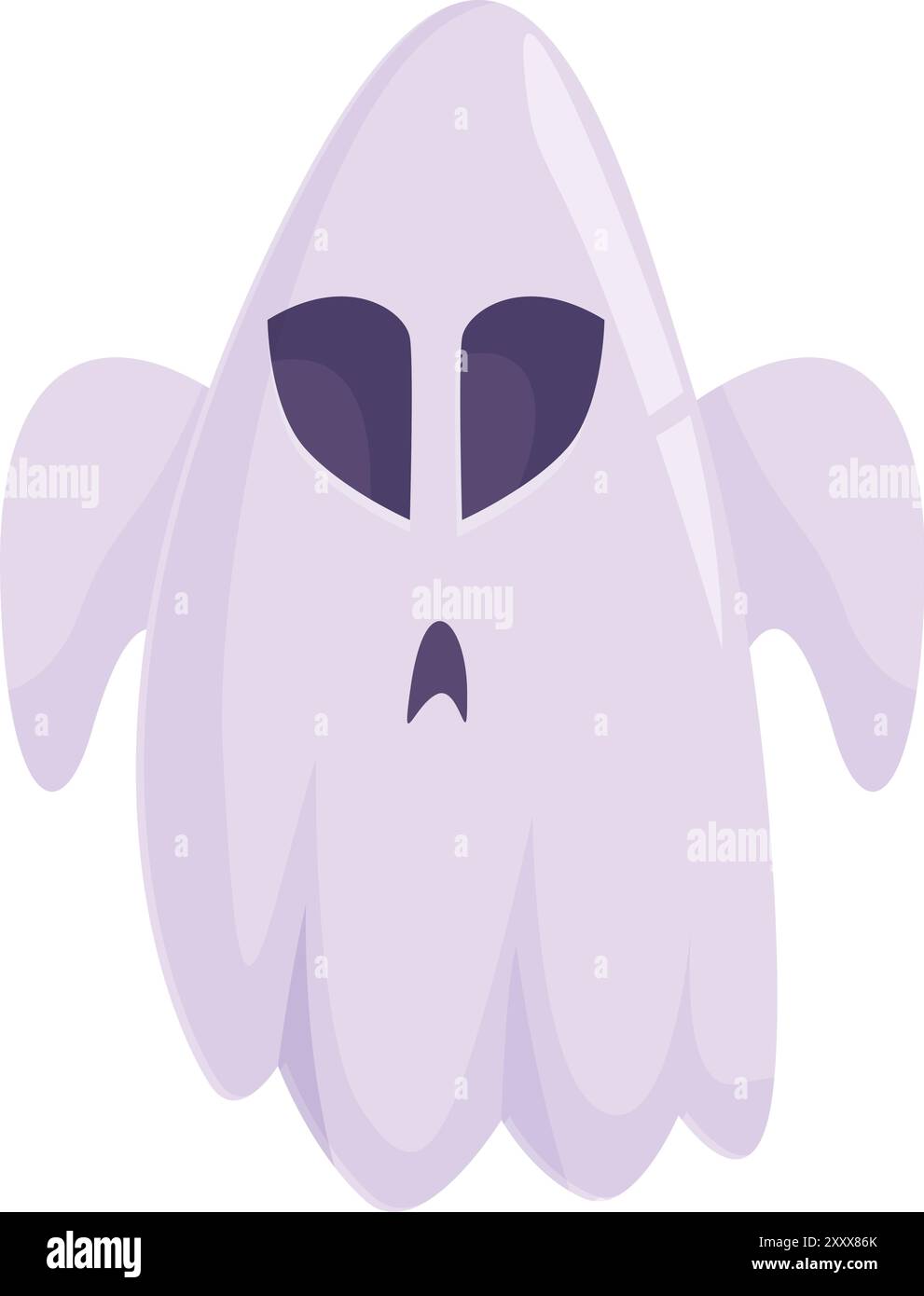 Friendly cartoon ghost with big eyes is floating in the air Stock ...