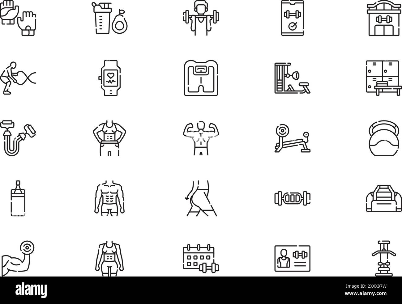 Gym icons collection is a vector illustration with editable stroke Stock Vector Image & Art - Alamy